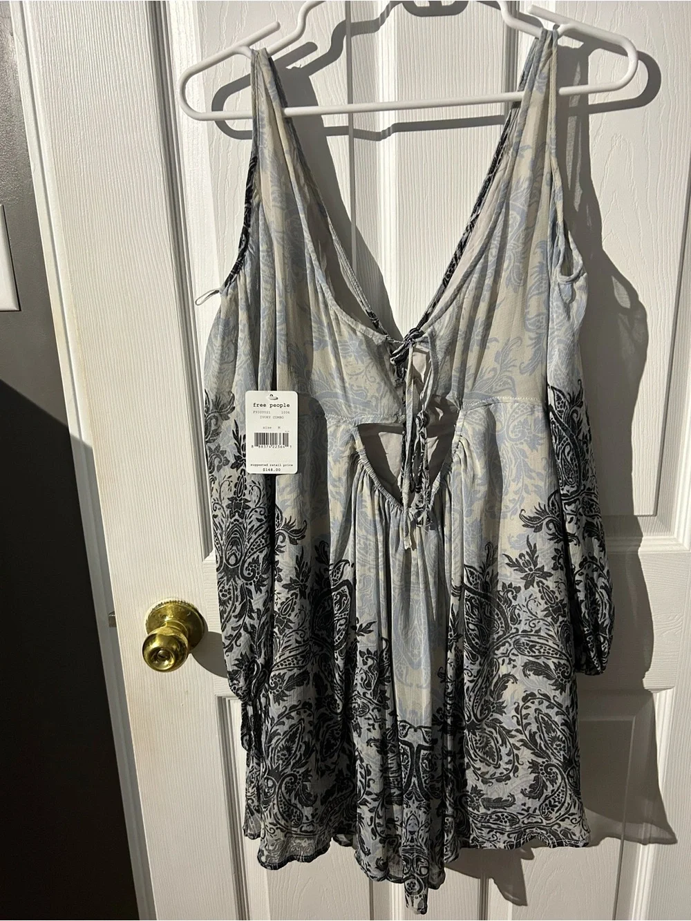 Free People | Dresses | Free People Paisley Mini Dress In Light Blue ...